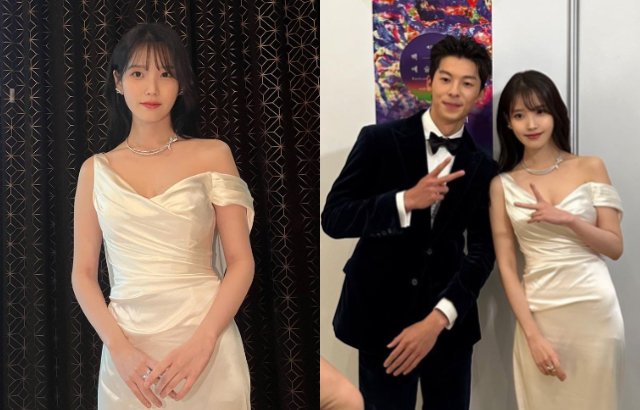 IU穿絕美露肩禮服 G.o.d朴俊炯：「誰來把肩帶拉上去！」 - Kpopn