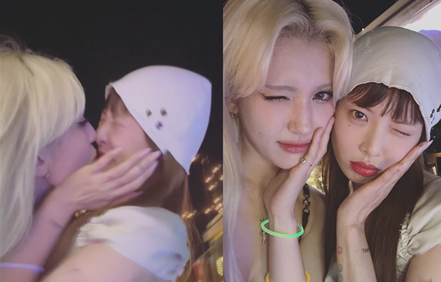 泫雅與Somi「嘴對嘴Kiss」引百萬網友朝聖！ 留言區狂刷「彩虹旗」給應援 - Kpopn