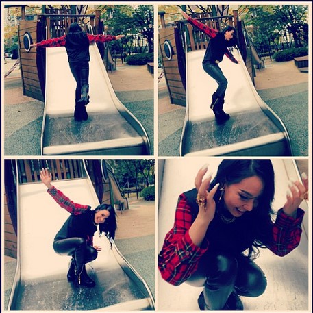 在公園開心玩耍的Dara, CL - Kpopn