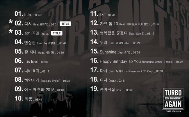 劉在錫,K.Will 等參與 Turbo 新輯 - Kpopn