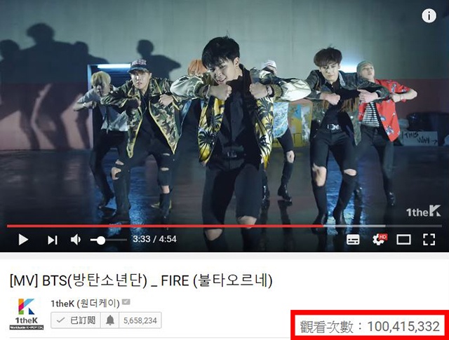 BTS 防彈少年團《Fire》瀏覽人次破億！ - Kpopn